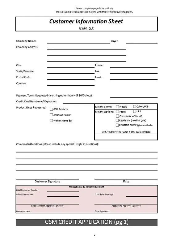 Big Game Dealer Application CIS Credit App